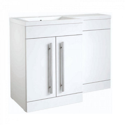 Bathroom Left Handed 2 Door Combination Unit with L Shape Basin 1100mm ...