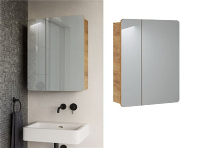 Bathroom Mirror Cabinet Narrow Wall Mounted 600mm Mirrored Slim Storage ...