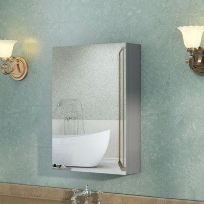 Bathroom Mirror Cabinet One Mirrored Door Storage Unit Cupboard Wall ...