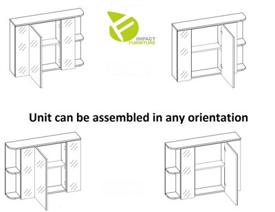 Bathroom Mirror Cabinet Wall Shelf Storage Unit 940mm Scandi Modern Oak ...