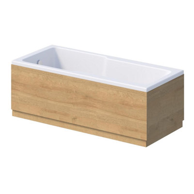 Bathroom Modern 1700mm Front Side Panel For Straight Bath Plinth Oak Finish