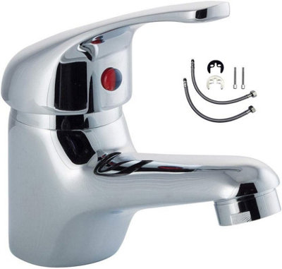 Bathroom Mono Basin Mixer Tap Including Fittings & Waste Round Basin ...