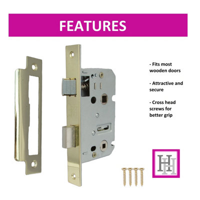 Bathroom Mortice Lock Brass Sashlock 3" 76mm Bolt Through Reversable ...
