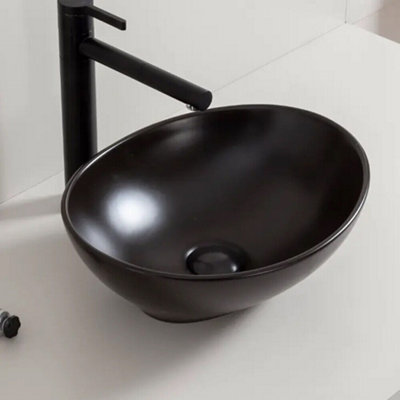 Bathroom Oval Vanity Hand Wash Basin Sink Black | DIY at B&Q