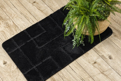 Bathroom rug SUPREME LINES, non-slip, soft - black 50x80 cm