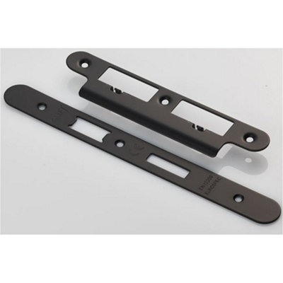 Bathroom Sashlock Forend Strike & Fixing Pack - Matt Black RADIUS 235x24mm