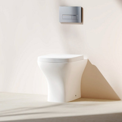BATHROOM SHORT PROJECTION WC PAN SQUARE BACK TO WALL TOILET PAN WITH ...