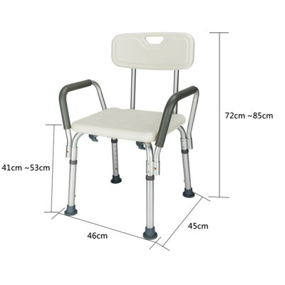 Bathroom Shower Bath Safety Chair with Arms - White
