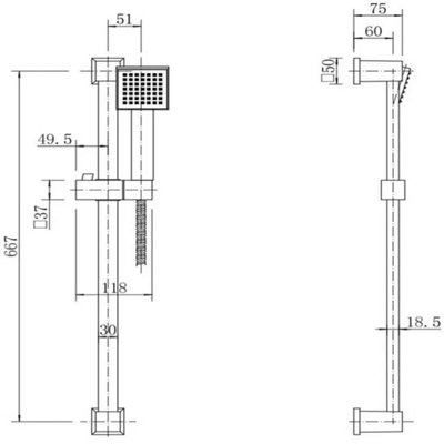 Bathroom Shower Kit Square Single Spray Adjustable Handset Head Riser ...