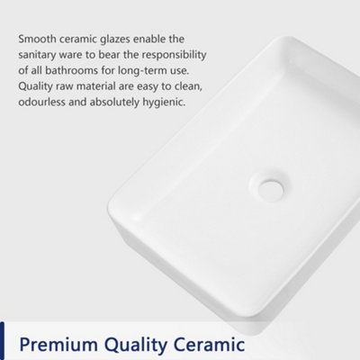 Bathroom Sink, DeerValley Ceramic Rectangular Bathroom Vessel Basin ...