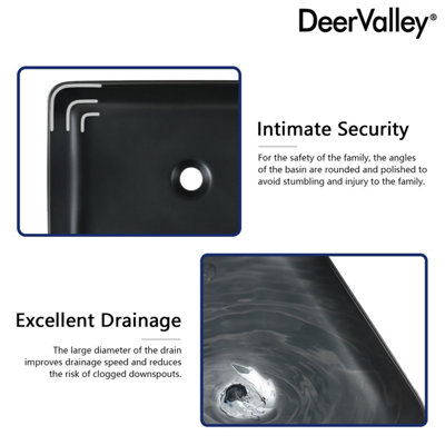 Bathroom Sink, DeerValley Rectangular Bathroom Vessel Basin, Ceramic ...