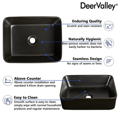 Bathroom Sink, DeerValley Rectangular Bathroom Vessel Basin, Ceramic ...