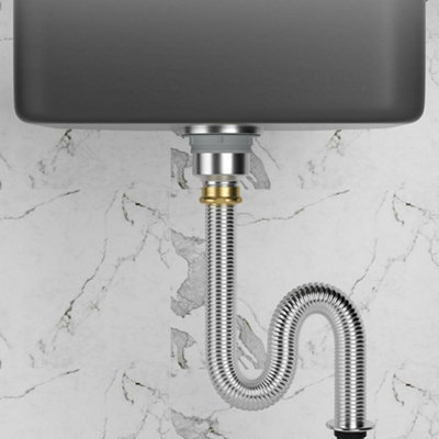 Bathroom Sink Drain Kit, Stainless Steel Sink Siphon Waste Drain ...