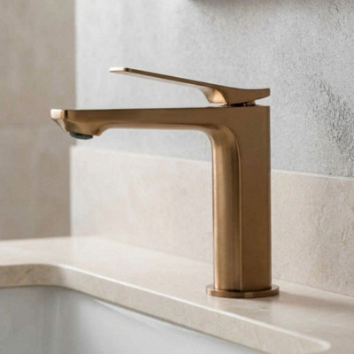 Bathroom Sink Tap Brushed Copper Bronze Basin Mixer NERI PLUS