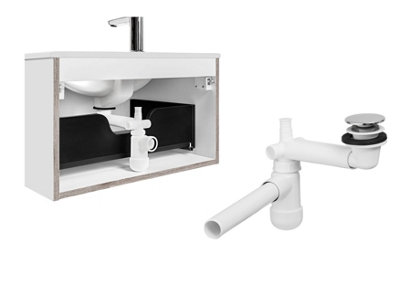 Bathroom Sink Waste Kit Space Saving Telescopic Trap with Pop Up Chrome ...