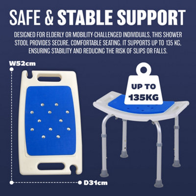 Bathroom Stool For Elderly 6 Level Height Adjustable Aluminium Disabled ...