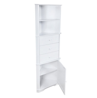 Bathroom Storage Cabinet corner unit with 2 open Shelves 1 Door and 3 ...