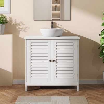 Bathroom Storage Under Sink Cabinet White Wooden Bathroom Vanity Unit ...