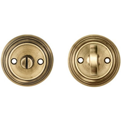 Bathroom Thumbturn And Release Handle Reeded Design 55mm Dia Antique Bronze