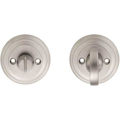 Bathroom Thumbturn And Release Handle Reeded Design 55mm Dia Satin Chrome