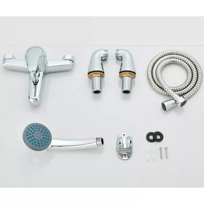 BATHROOM TUB CHROME FINISHED MIXER TAPS BATH SHOWER FILLER TAP HOT ...