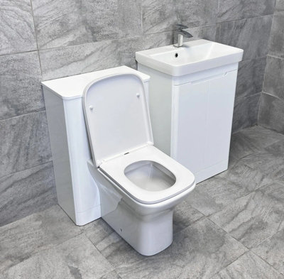 Bathroom Vanity Suite 1050mm Basin Unit Toilet and Unit White Gloss ...