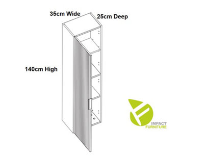 Bathroom Vanity Unit 600mm Drawer and Tall Cabinet Tallboy Set Ribbed ...