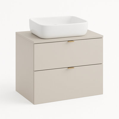 Bathroom Vanity Unit 600mm Wall Cabinet with Sink Beige Worktop ...
