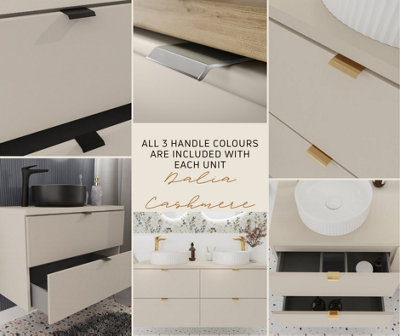Bathroom Vanity Unit 600mm Wall Cabinet with Sink Beige Worktop ...