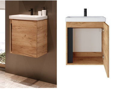 Bathroom Vanity Unit and Basin 500mm Cloakroom Sink Wall Hung Cabinet ...