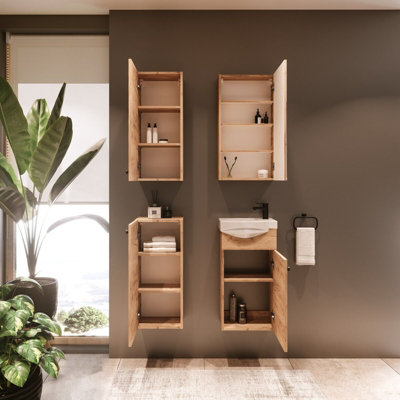 Bathroom Wall Cabinet Small Slimline Cupboard Universal Top Base ...