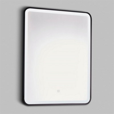Bathroom Wall Mirror - Square 800 x 600mm - LED Light Matt Black Wall ...