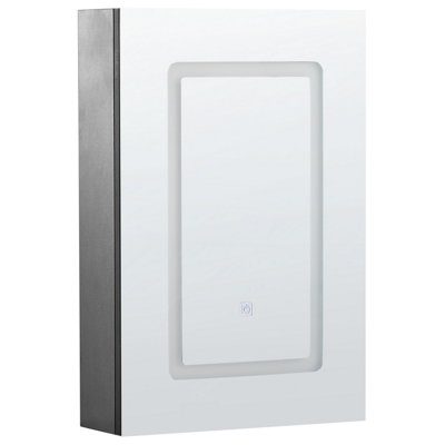 Bathroom Wall Mounted Mirror Cabinet LED CONDOR 40 cm 60 cm Black