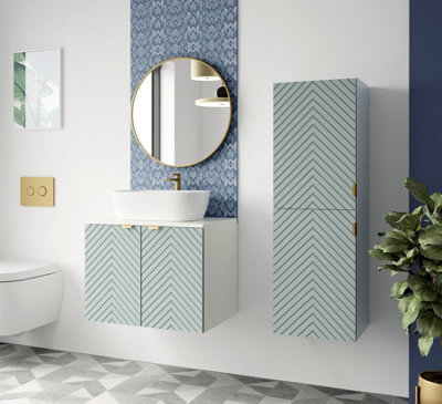 Bathroom Wall Units Furniture Set Green 60cm Vanity Countertop Sink ...