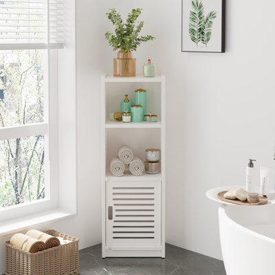Bathroom Waterproof Cabinet,White Floor Standing Storage Cabinet, Small ...