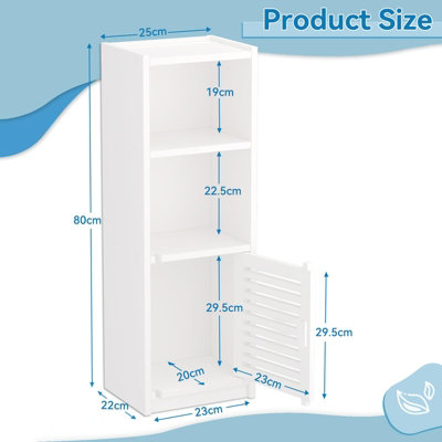 Bathroom Waterproof Cabinet,White Floor Standing Storage Cabinet, Small ...