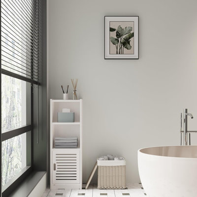 Bathroom Waterproof Cabinet,White Floor Standing Storage Cabinet, Small ...