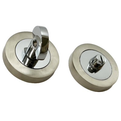 Bathroom WC Door THUMB TURN & Release Toilet Chrome Satin DUO | DIY at B&Q