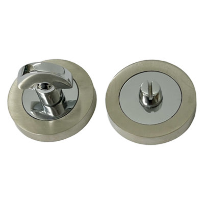 Bathroom WC Door THUMB TURN & Release Toilet Chrome Satin DUO