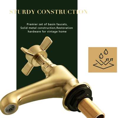 BATHWEST Basin Pillar Taps Pair Antique Twin Bathroom Sink Mixer Taps ...