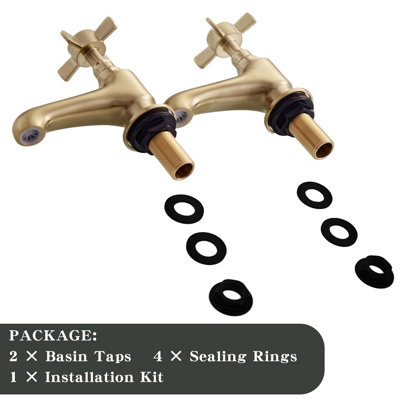 BATHWEST Basin Pillar Taps Pair Antique Twin Bathroom Sink Mixer Taps ...