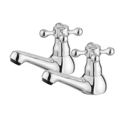 BATHWEST Basin Taps Pair Victorian Bathroom Sink Taps 1/4 Turn Chromed ...