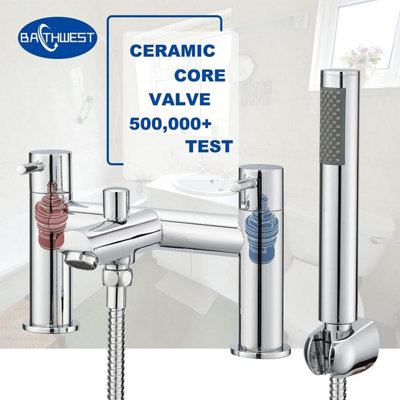 BATHWEST Bath Tap with Shower Waterfall Bathroom Taps with Shower ...