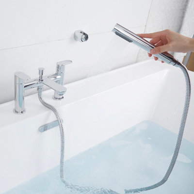 BATHWEST Bath Taps with Shower,Bathroom Square Tub Mixer Taps Dual ...