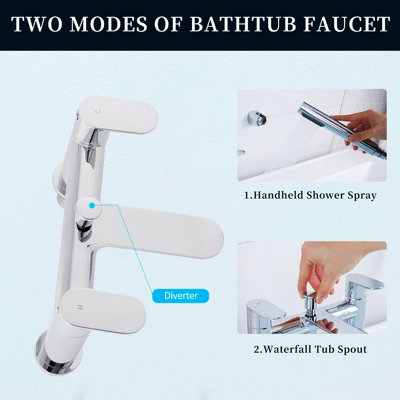 BATHWEST Bath Taps with Shower,Bathroom Square Tub Mixer Taps Dual ...