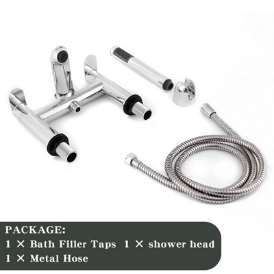 BATHWEST Bath Taps with Shower,Bathroom Square Tub Mixer Taps Dual ...