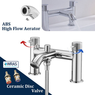 BATHWEST Bath Taps with Shower Chrome Brass Round Bathroom Sink Tap ...
