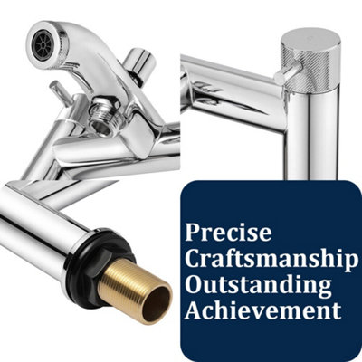 BATHWEST Bath Taps with Shower Chrome Brass Round Bathroom Sink Tap ...