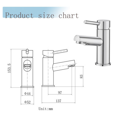 BATHWEST Bathroom Basin Sink Mixer Taps & Waste Chrome Mono Basin Tap ...