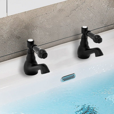 BATHWEST Bathroom Hot and Cold Pair Basin Taps Twin Bathroom Sink Mixer ...